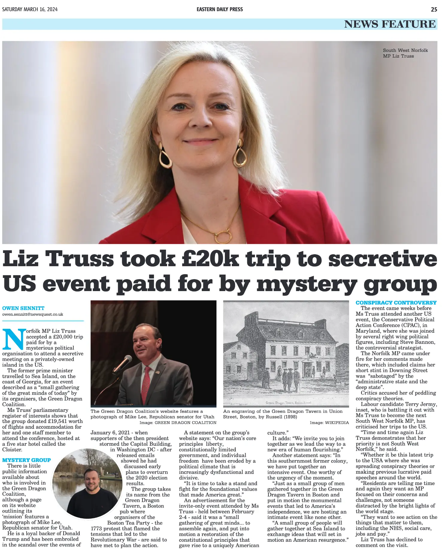 Norfolk MP Liz Truss' mysterious £20k private island trip | Terry Jermy